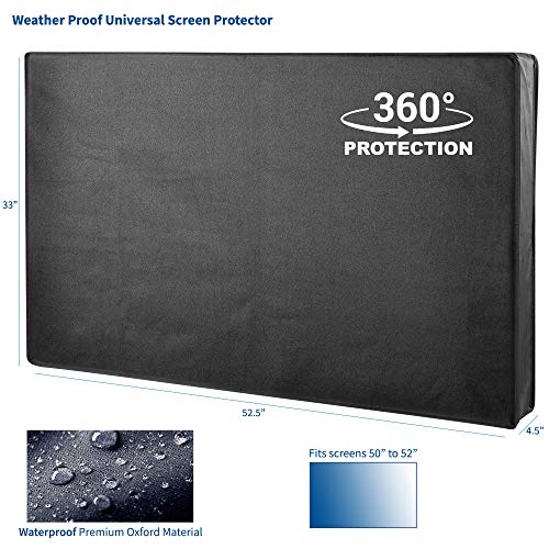 VIVO Flat Screen TV Cover Protector for 50 to 52 inch Screens, Universal, Outdoor, Weatherproof, Water Resistant, COVER-TV050B