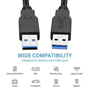 USB Cable Male to Male 10 feet,USB to USB 3.0 Cable A Male to A Male for Data Transfer Hard Drive Enclosures, Printers, Modems, Cameras, Laptop Cooler…