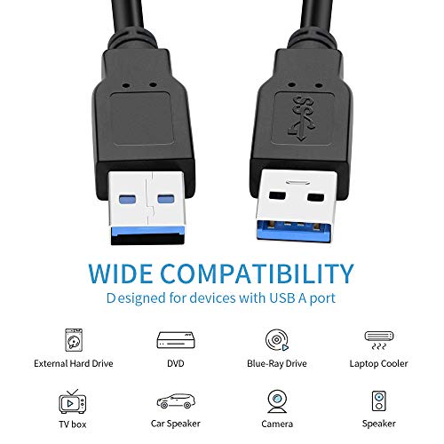 USB Cable Male to Male 10 feet,USB to USB 3.0 Cable A Male to A Male for Data Transfer Hard Drive Enclosures, Printers, Modems, Cameras, Laptop Cooler…