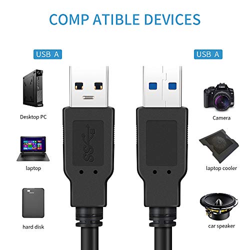 USB Cable Male to Male 10 feet,USB to USB 3.0 Cable A Male to A Male for Data Transfer Hard Drive Enclosures, Printers, Modems, Cameras, Laptop Cooler…