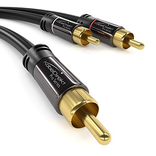 KabelDirekt – 10ft Long – RCA/Phono Y Cable, 1 to 2 RCA/Phono, Stereo Audio Cable (Coax Cable, RCA/Phono Male/Male Plugs, Analog/Digital, Adapter for subs/amps/Hi-Fis/Home Theater/receivers, Black)