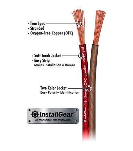 InstallGear 14 Gauge Wire AWG Speaker Wire (100ft - Red/Black) | Speaker Cable for Car Speakers Stereos, Home Theater Speakers, Surround Sound, Radio, Automotive Wire, Outdoor | Speaker Wire 14 Gauge