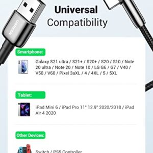 UGREEN USB C Cable Right Angle USB A to USB C Cable Braided Cord Compatible with iPad Pro, Air, Pixel, Galaxy S10 S10+ A13, Honor Note 20, LG V60/50, etc.1.6FT