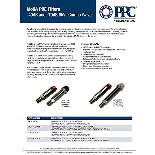 Filter, MoCA POE for Cable TV & OTA coaxial Networks ONLY