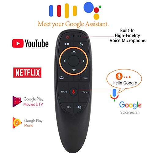 Voice Remote Air Mouse Remote, 2.4G RF Wireless Remote Control with 6 Axis Gyroscope and IR Learning, Air Fly Mouse with Voice Input for Android TV Box/PC/Smart TV/HTPC/Projector and More