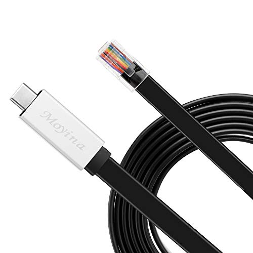 Moyina USB C Console Cable USB C to RJ45 Cable FTDI Chip Essential Accesory of Cisco, NETGEAR, Ubiquity, TP-Link Routers/Switches for Laptops in Windows, Mac, Linux (6 ft,Black)