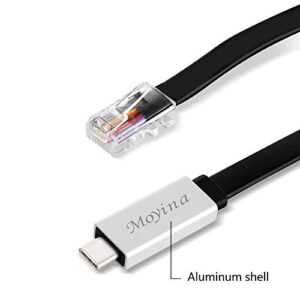 Moyina USB C Console Cable USB C to RJ45 Cable FTDI Chip Essential Accesory of Cisco, NETGEAR, Ubiquity, TP-Link Routers/Switches for Laptops in Windows, Mac, Linux (6 ft,Black)