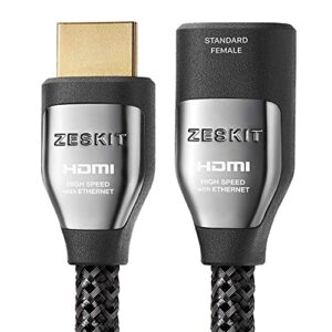 Zeskit Cinema Plus 4K 10ft Male to Female High Speed HDMI Extension Cable 22.28Gbps Compatible with 4K 60Hz Dolby Vision HDR ARC HDCP 2.2 Roku Fire TV Stick Xbox PS4 Pro Apple TV LG Sony Samsung