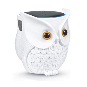 ldyan owl holder stand, owl statue smart speaker holder stand for echo dot 4th/3rd/2nd and 1st generation, google home mini/google nest mini (2nd gen)，cartoon decor owl shape home decor – white