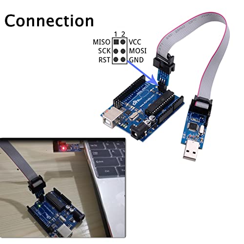 Geekstory for ATMEL 51 AVR USB ISP ASP Microcontroller Programmer Downloader with Cable + 10Pin to 6Pin Adapter Board for Ender 3 or Ender 3 Pro