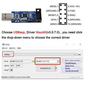 Geekstory for ATMEL 51 AVR USB ISP ASP Microcontroller Programmer Downloader with Cable + 10Pin to 6Pin Adapter Board for Ender 3 or Ender 3 Pro