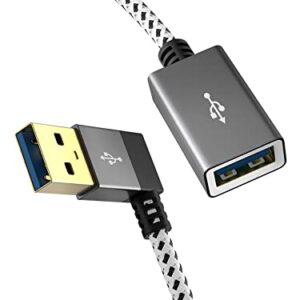 CableCreation Short USB 3.0 Extension Cable 1FT, Left Angle USB 3.0 Male to Female Extender Cord, 90 Degree USB 3.0 for VR, Playstation, Xbox, Keyboard, Space Gray 0.3m