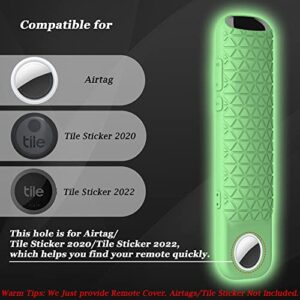 Seltureone 2 in 1 Remote Cover with AirTag Holder for Roku Voice Remote (Glow in The Dark), Roku Remote Cover Silicone Protective Case, Anti Slip Shock Absorption Washable, Green