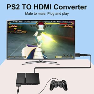 PS2 to HDMI Converter Adapter Video Converter PS2 to HDMI Adapter Cable 1m/3.2ft for HDTV HDMI Monitor Supports All PS2 Display Modes