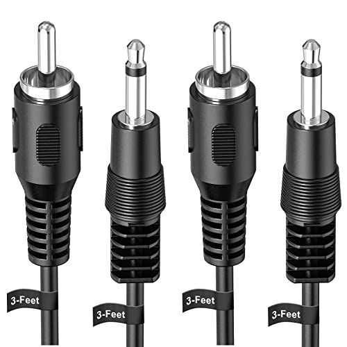 Ancable RCA to 3.5mm Mono, [ 2-Pack 3-Feet ] RCA Male to 3.5mm 1/8 inch TS Plug Audio Cable for Speakers, Subwoofer, Trigger Cable for Pre-Amp, Soundbar