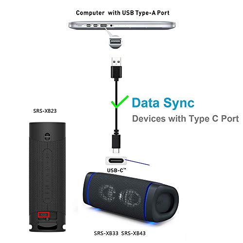 USB C Charger Charging Cable Cord for Sony SRS-XB13 SRS-XB23 SRS-XB33 SRS-XB43 SRS-NS7 SRS-NB10 SRS-XE200 SRS-XE300 X Speaker, Bose SoundLink Flex, Bose Soundlink Mini II Special Edition Speakers