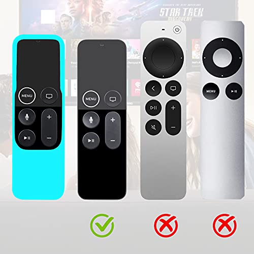 2 Pack Case Glow in The Dark Compatible with Apple TV 4K/ 4th Gen Remote Light Weight Anti-Slip Shock Proof Silicone Cover for Controller for Apple TV Siri Remote - Green and Blue