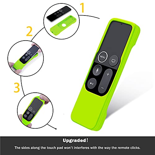 2 Pack Case Glow in The Dark Compatible with Apple TV 4K/ 4th Gen Remote Light Weight Anti-Slip Shock Proof Silicone Cover for Controller for Apple TV Siri Remote - Green and Blue