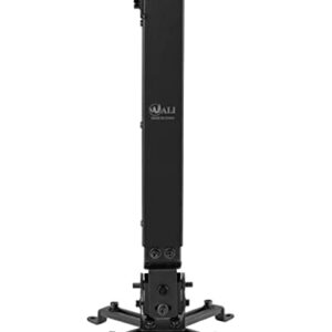 WALI Universal Projector Ceiling Mount Multiple Adjustment Bracket with 25.6 inches Extension Pole, Hold up to 44 lbs (PM-001-BLK), Black