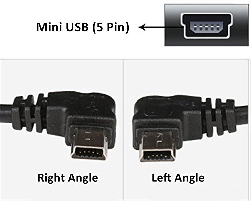 LARRITS 3M USB A to Mini B USB Cable 90 Degree Data Sync Charge Cord with 5 pcs Wiring Clips for Nextbase Dash Cam Car GPS Navigator DVR Digital Camera (Right Angle)