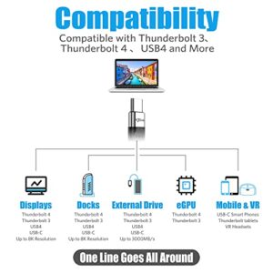 Rixmie Short USB C Cable, 40Gbps USB4 Cable Compatible with Thunderbolt 4/3 Interface, USB C to USB C Cable Supports 8K Display.