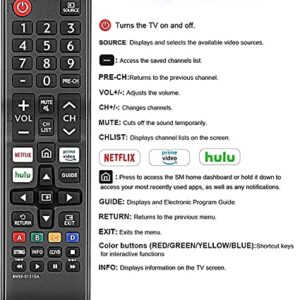 BN59-01315A BN59-01315D Replacement Remote Compatible with All Samsung Smart TV, 4K UHD Curve Ultra HDTV LED 6 7 8 Series with Netflix, Prime Video, Hulu App Keys