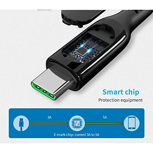 BoxWave Cable Compatible with Wacom Cintiq Pro 32 (DTH-3220) - PowerDisplay PD Cable (6ft) - USB-C to USB-C (100W), LED Display 6 Foot PD Braided Nylon Cable - Jet Black