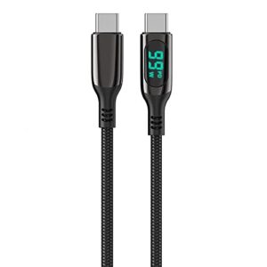 BoxWave Cable Compatible with Wacom Cintiq Pro 32 (DTH-3220) - PowerDisplay PD Cable (6ft) - USB-C to USB-C (100W), LED Display 6 Foot PD Braided Nylon Cable - Jet Black