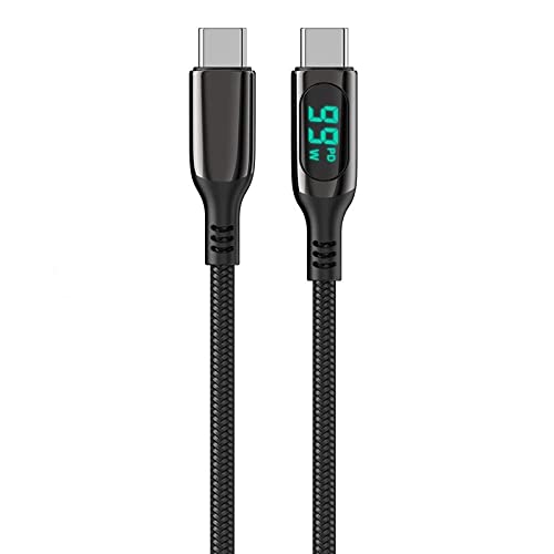 BoxWave Cable Compatible with Wacom Cintiq Pro 32 (DTH-3220) - PowerDisplay PD Cable (6ft) - USB-C to USB-C (100W), LED Display 6 Foot PD Braided Nylon Cable - Jet Black