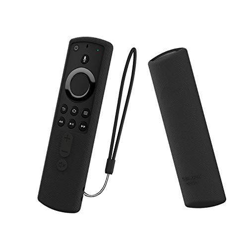 SIKAI Remote Case for 5.6 inch Fire TV Stick 4K Remote Skin-Friendly Shockproof Silicone Cover Compatible with Fire TV Stick 4K All-New Alexa Voice Remote Anti-Lost with Loop (Black)