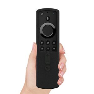 SIKAI Remote Case for 5.6 inch Fire TV Stick 4K Remote Skin-Friendly Shockproof Silicone Cover Compatible with Fire TV Stick 4K All-New Alexa Voice Remote Anti-Lost with Loop (Black)