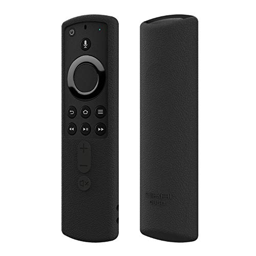 SIKAI Remote Case for 5.6 inch Fire TV Stick 4K Remote Skin-Friendly Shockproof Silicone Cover Compatible with Fire TV Stick 4K All-New Alexa Voice Remote Anti-Lost with Loop (Black)