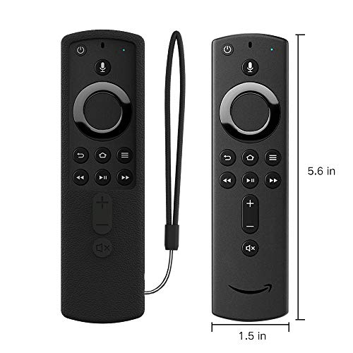 SIKAI Remote Case for 5.6 inch Fire TV Stick 4K Remote Skin-Friendly Shockproof Silicone Cover Compatible with Fire TV Stick 4K All-New Alexa Voice Remote Anti-Lost with Loop (Black)