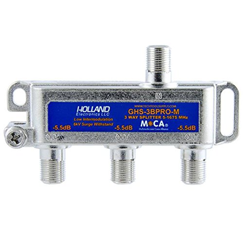 HOLLAND ELECTRONICS 3-Way Balanced Splitter MOCA Compliant 5-1675MHz