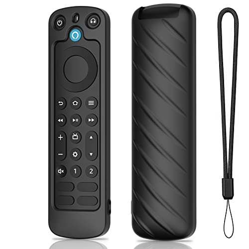 Cover Compatible for Alexa Voice Remote Pro 2022 Case Black Silicone Protective Protector with Lanyard - LEFXMOPHY