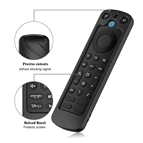 Cover Compatible for Alexa Voice Remote Pro 2022 Case Black Silicone Protective Protector with Lanyard - LEFXMOPHY