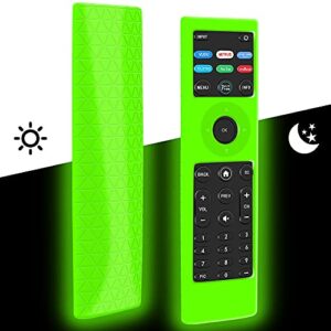 protective case cover skin for xrt140 vizio smart tv remote control,silicone remote case holder for xrt140 led qled hd uhd tv remote,shockproof remote bumper battery back cover protector-glowgreen