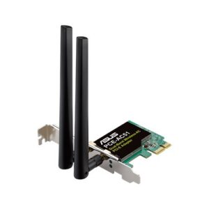 asus ac750 dual band pcie wifi adapter (pce-ac51) – compatible with pcie x1/x16 slot, detachable antennas for flexible placement, easy setup, supports window windows 10/8.1/7, linux