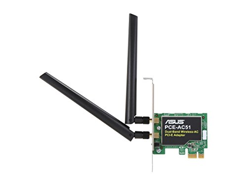 ASUS AC750 Dual Band PCIe WiFi Adapter (PCE-AC51) - Compatible with PCIe x1/x16 slot, Detachable Antennas for Flexible Placement, Easy Setup, Supports Window Windows 10/8.1/7, Linux