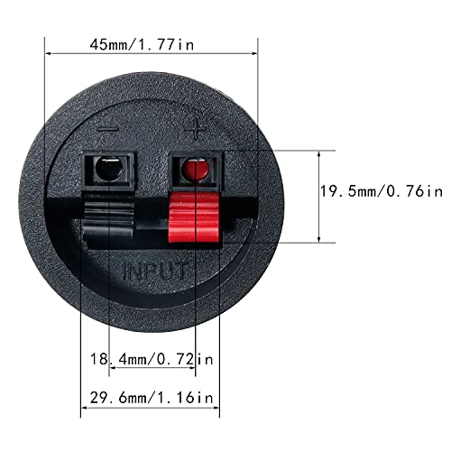 LRONG Round Speaker Terminal Cup 4PCS Round Express Spring Clip Double Binding Post Screw Wire Car Subwoofer Speaker Wire Terminal Connector WP2-9