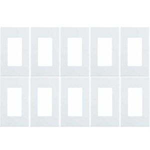 leviton 80301-sw 1-gang decora plus wallplate screwless snap-on mount (10 pack, white)