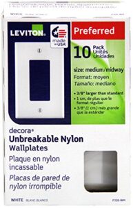 leviton pj26-wm 1-gang decora/gfci decora wallplate, white, 10-pack