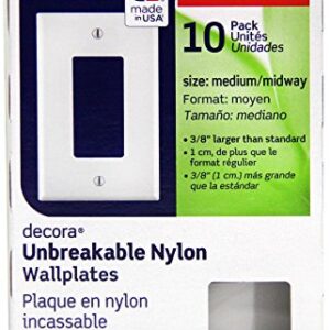 Leviton PJ26-WM 1-Gang Decora/GFCI Decora Wallplate, White, 10-Pack