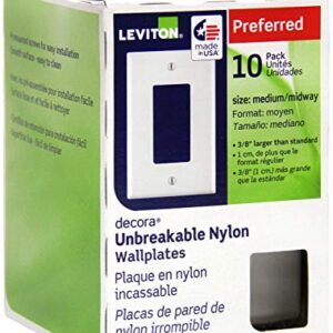 Leviton PJ26-WM 1-Gang Decora/GFCI Decora Wallplate, White, 10-Pack