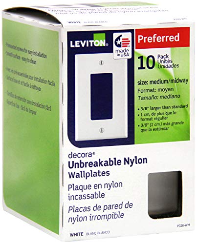 Leviton PJ26-WM 1-Gang Decora/GFCI Decora Wallplate, White, 10-Pack