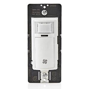 leviton dhs05-1lw humidity sensor switch for bathroom exhaust fan, automate ventilation, air circulation, moisture control,  ¼ hp, single pole, white