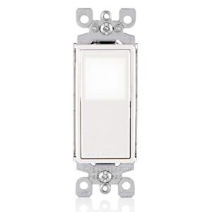 leviton l5613-2w 15 amp, 120/277 volt, decora led illuminated rocker 3-way ac quiet switch, residential grade, grounding, white