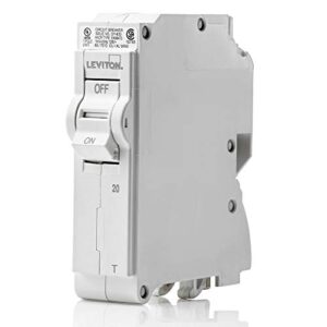 leviton lb120-t 20a 1-pole plug-on standard branch circuit breaker, thermal magnetic, 120 vac, white