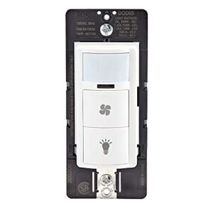 leviton decora in-wall combination occupancy sensor with fan switch, 1/4 hp, residential grade, single pole, white, dod05-1lw