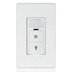 Leviton Decora in-Wall Combination Occupancy Sensor with Fan Switch, 1/4 HP, Residential Grade, Single Pole, White, DOD05-1LW